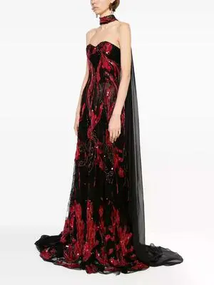 SAIID KOBEISY Embroidered Maxi Dress - Red