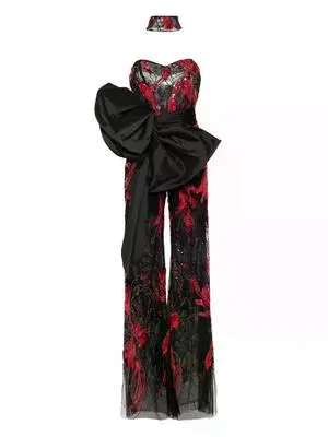 SAIID KOBEISY Embroidered Strapless Jumpsuit - Black