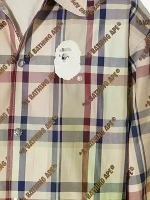 A BATHING APE Logo-plaque Plaid Jacket