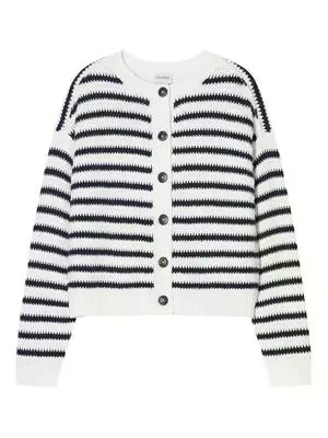 Closed Striped Button-up Cardigan - White