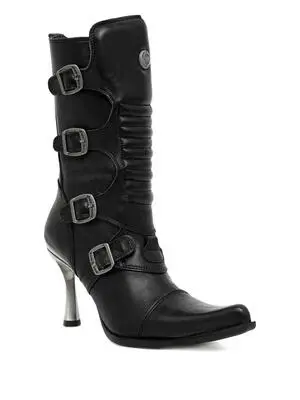 NEW ROCK 100mm Buckle-detail Pointed-toe Boots
