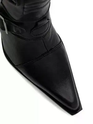 NEW ROCK 100mm Buckle-detail Pointed-toe Boots