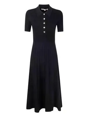 Michael Kors Ribbed Polo Pleated Midi Dress