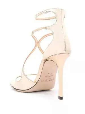 JIMMY CHOO Azia 95mm Metallic Leather Sandals - Gold