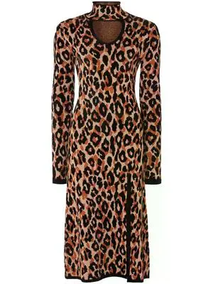 TEMPERLEY LONDON Adonis Knitted Leopard Print Dress - Brown