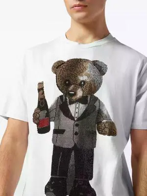 Philipp Plein Round Neck T-shirt Teddy Bear - White