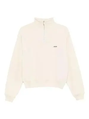 Jacquemus Grosgrain Zipped-rollneck Sweatshirt - Neutrals