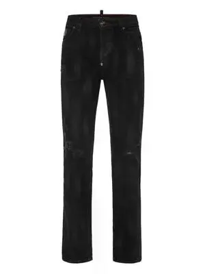 Philipp Plein Black Wash Bottoms For Men