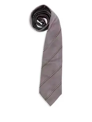 Brunello Cucinelli Striped Silk Necktie - Grey