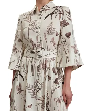 Ted Baker London Printed Linen Silk Midi Dress