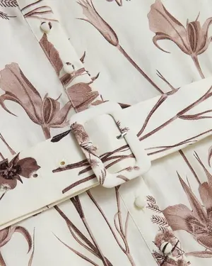 Ted Baker London Printed Linen Silk Midi Dress