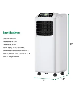 COSTWAY 9,000 Btu Portable Air Conditioner & Dehumidifier Function Remote W/ Window Kit