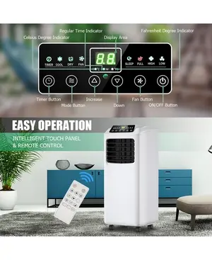 COSTWAY 9,000 Btu Portable Air Conditioner & Dehumidifier Function Remote W/ Window Kit