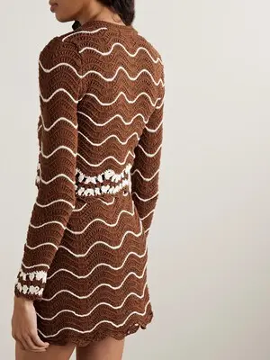 Cara Cara Jolene Scalloped Striped Cotton Cardigan