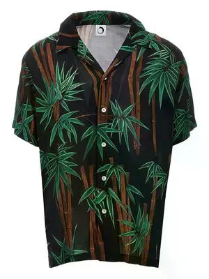 ENDLESS JOY Bamboo-print Shirt - Black