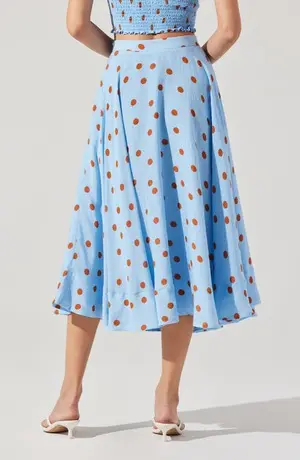 Astr The Label Janie Polka Dot Midi Skirt