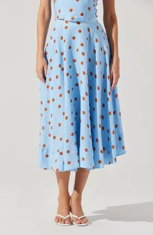 Astr The Label Janie Polka Dot Midi Skirt