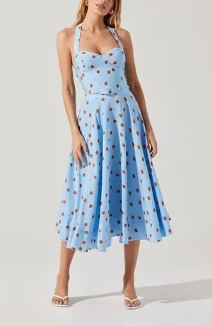 Astr The Label Janie Polka Dot Midi Skirt