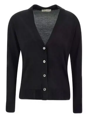 FILIPPO DE LAURENTIIS V-neck Ribbed Merino Wool Cardigan - Black