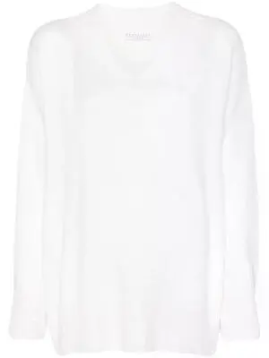 Brunello Cucinelli Sequined V-neck Jumper - Neutrals