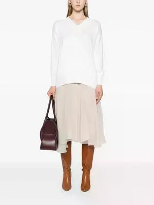 Brunello Cucinelli Sequined V-neck Jumper - Neutrals