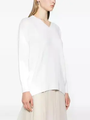 Brunello Cucinelli Sequined V-neck Jumper - Neutrals