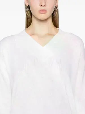 Brunello Cucinelli Sequined V-neck Jumper - Neutrals