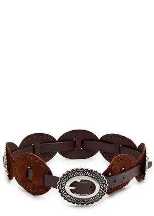 Anderson's Embellished Suede Concho Belt - Brown