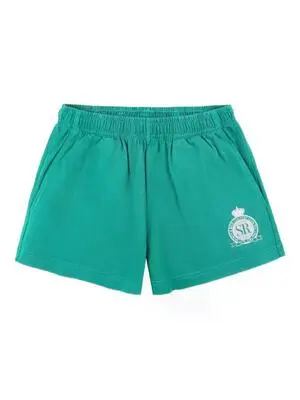 SPORTY & RICH Logo-print Elastic-waist Shorts