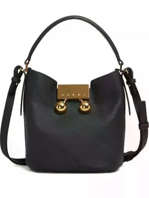 Marni Trunkaroo Pebbled-leather Bucket Bag - Black
