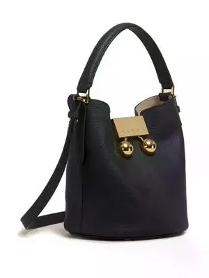 Marni Trunkaroo Pebbled-leather Bucket Bag - Black