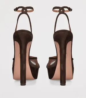 AQUAZZURA Suede Plateau Sandals - Brown
