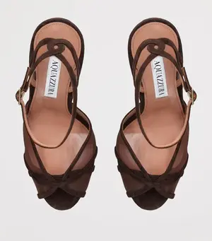 AQUAZZURA Suede Plateau Sandals - Brown