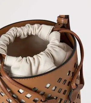 Mulberry Leather Perforated Bucket Bag