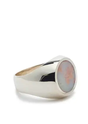 LEGIER Stone-embellished Signet Ring - Pink