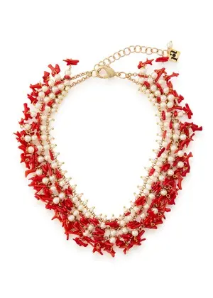 Rosantica Beaded Multi-chain Necklace - Red