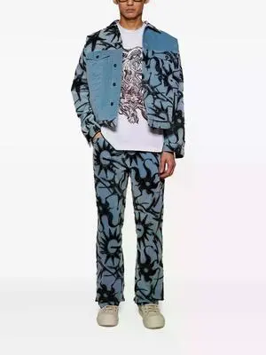 CASELLA MEYER Abstract-print Velvet Trousers