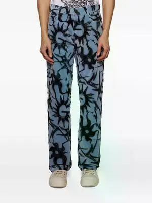 CASELLA MEYER Abstract-print Velvet Trousers