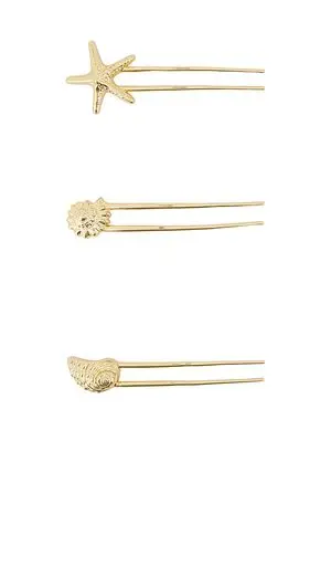 LELET NY Kai Pearl Hair Pin Set - Gold