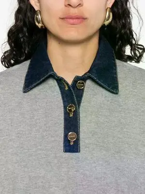 Sandro Contrast Denim Polo-collar Sweater