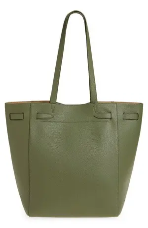Veronica Beard Dash Leather Tote - Stone Army