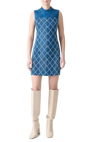 Akris Diamond Jacquard Cotton Sheath Dress