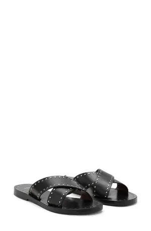 Mango Studded Leather Slide Sandal