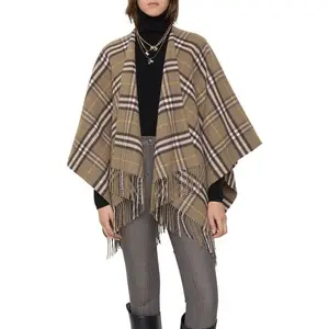 Burberry Check Double Face Wool & Cashmere Cape - Vole