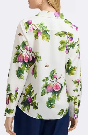 Foxcroft Hampton Figs Print Button-up Shirt