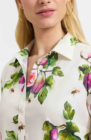 Foxcroft Hampton Figs Print Button-up Shirt