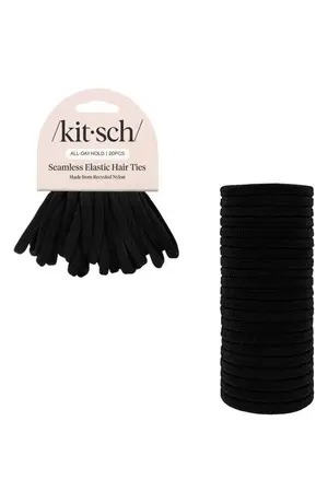KITSCH Recycled Nylon Ponytail Holders 20-pack - Black
