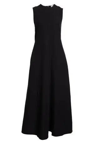 TOTEME Knife Pleated Cap Sleeve Jersey Maxi Dress