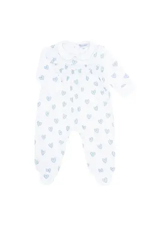 NELLAPIMA Heart Print Smocked Footie - Blue