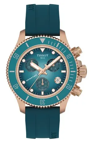 TISSOT Seastar 1000 Chronograph Silicone Strap Watch - Turquoise